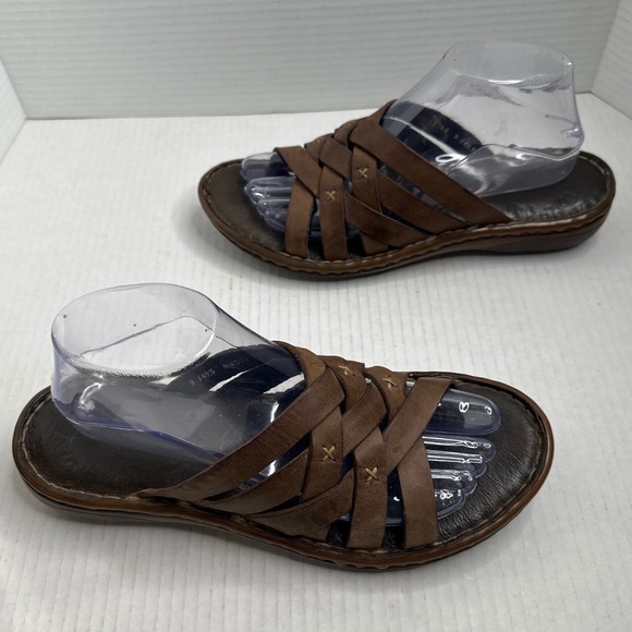 Born | Shoes | Born Brown Leather Strappy Sandals Slides Womens Size 9 ...
